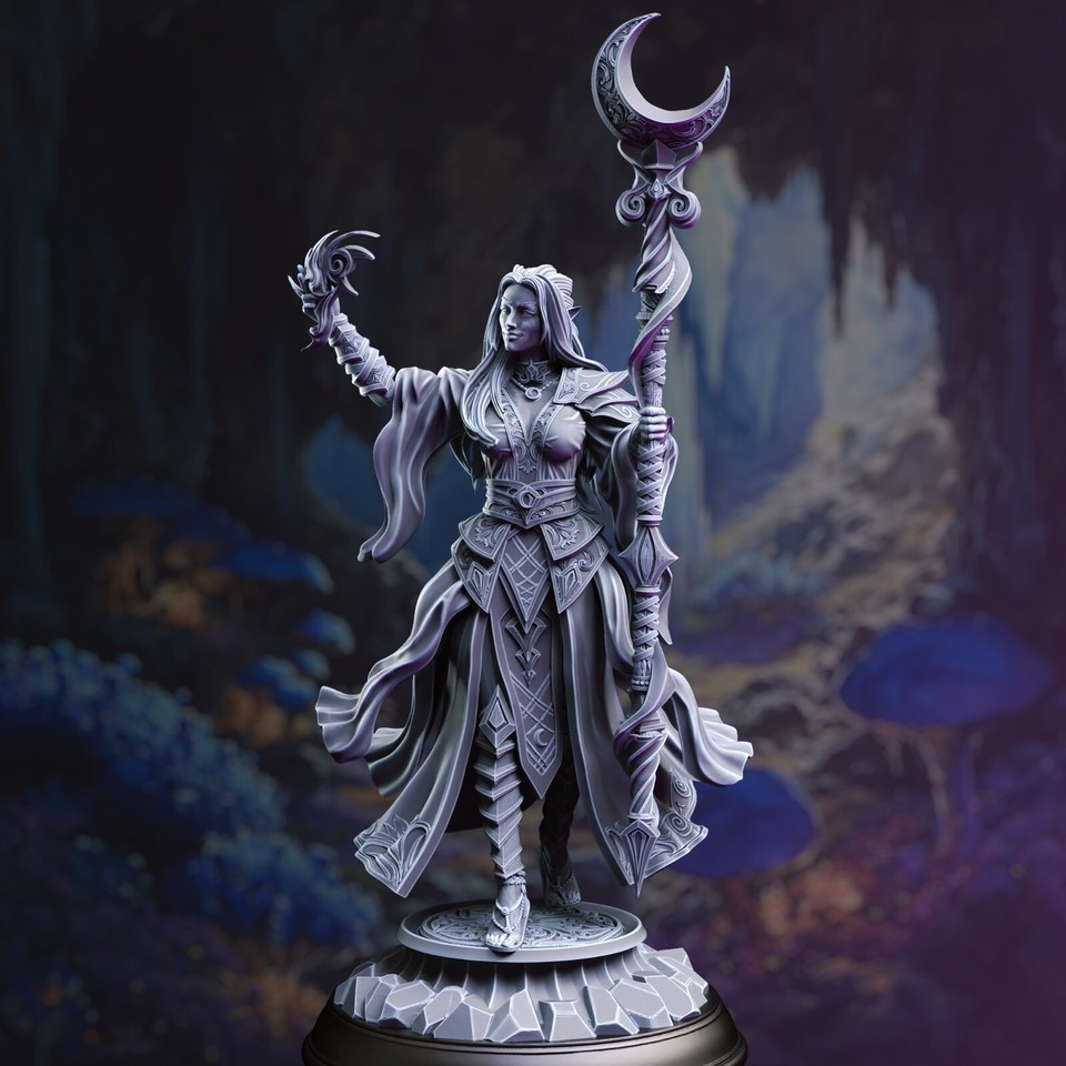 Kadna Drow Elf High Moon Priest Wizard Sorcerer Warlock Miniature | D&D ...