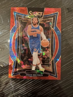 Jalen Brunson Red Ice Prizm Concourse Level 2024-25 Panini Select #42 ...