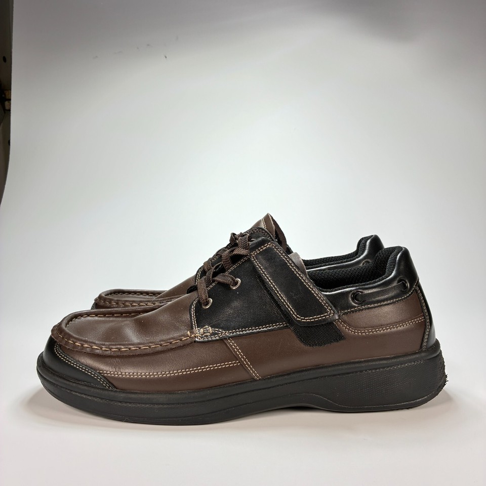 Orthofeet Baton Rouge Men's Brown Black Leather Loafer Lace Up Shoes ...