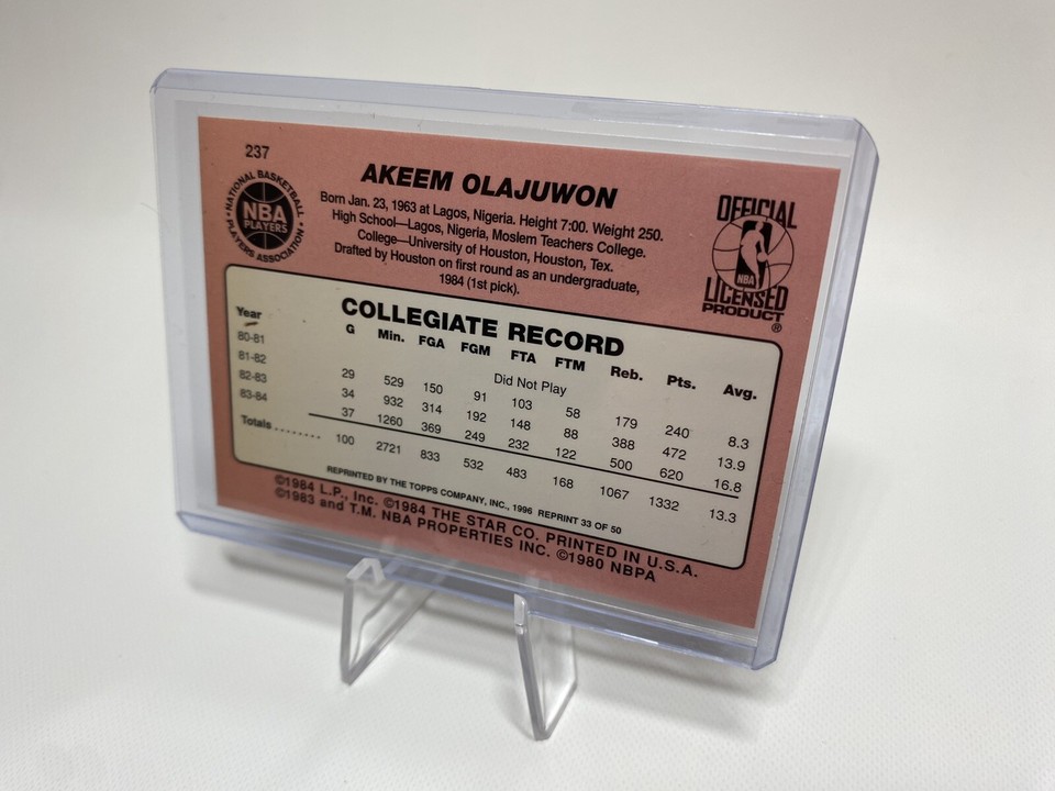 1984-85 Star #237 Hakeem Olajuwon Rare Centered True Rookie Card ‘96 ...
