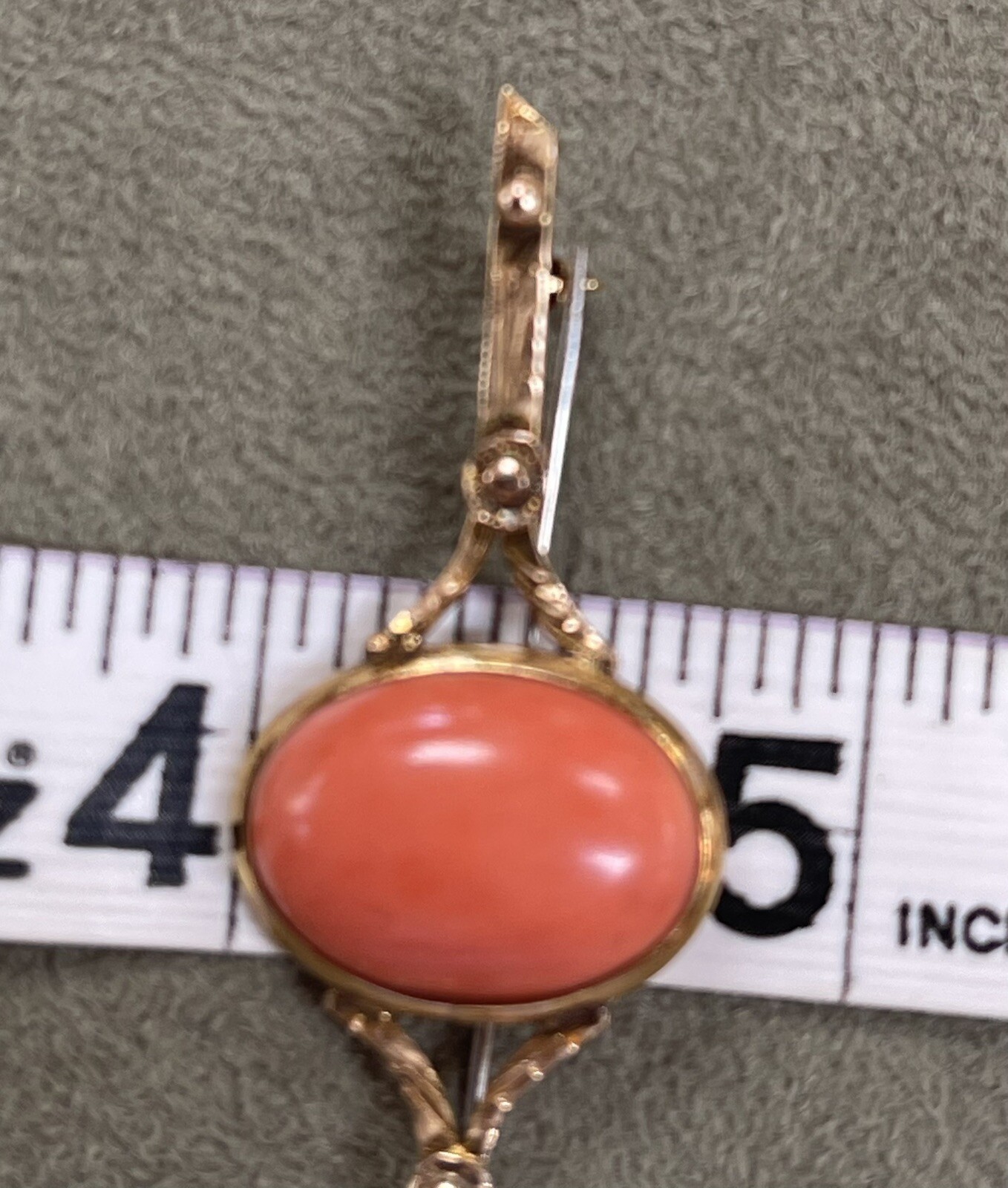 Victorian Antique Gold Angel Skin Coral Pin - Gem