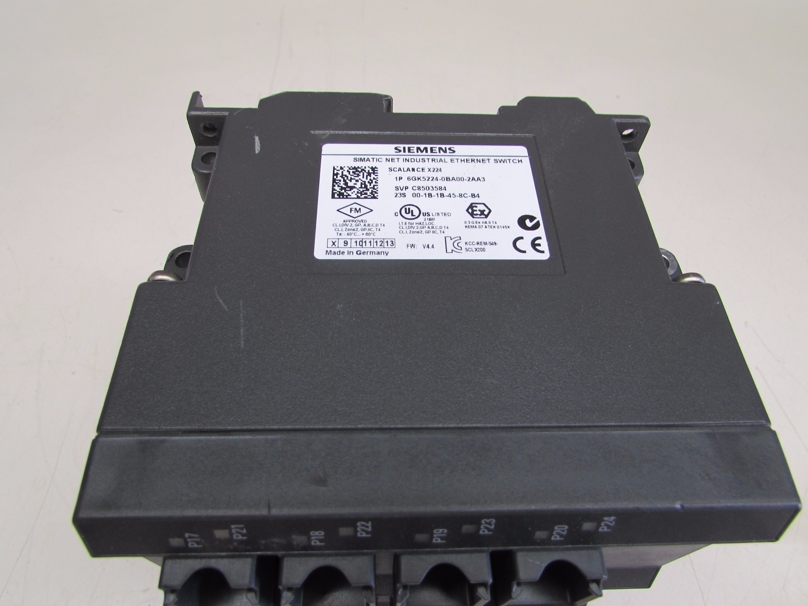 SIEMENS SIMATIC NET 6GK5224-0BA00-2AA3 SCALANCE X224 ETHERNET SWITCH ...
