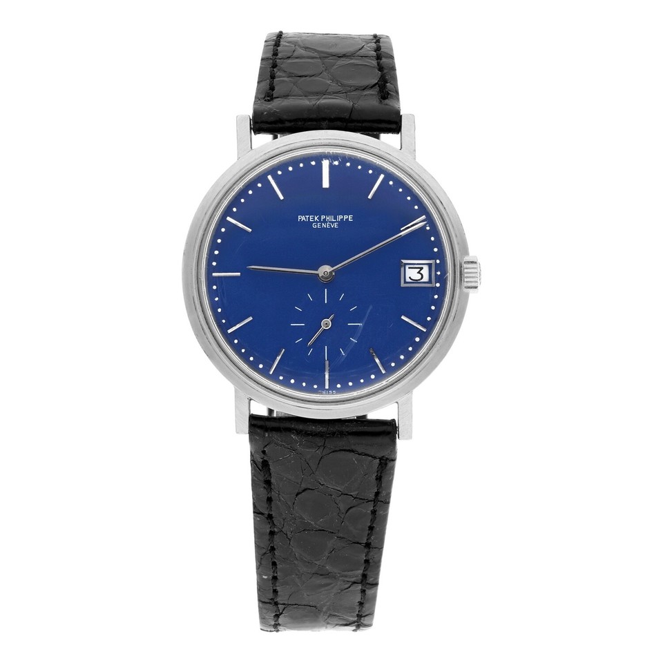Patek Philippe Calatrava 3445G 18K White Gold Blue Dial Men's Watch | eBay