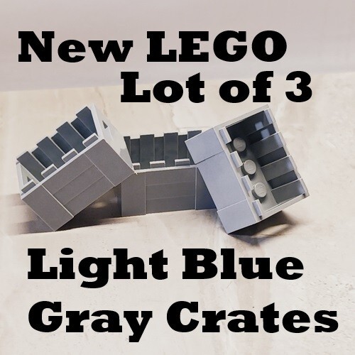 New LEGO Crate Box Wood Slats Lot of 3 Light Gray Grocery Store Fruit ...