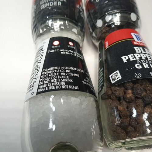 McCormick Salt & Black Pepper Adjustable Grinder Set, Sealed Glass ...