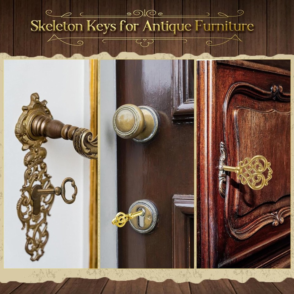 10PCS Skeleton Key Set Reproduction for Antique Furniture, Universal ...