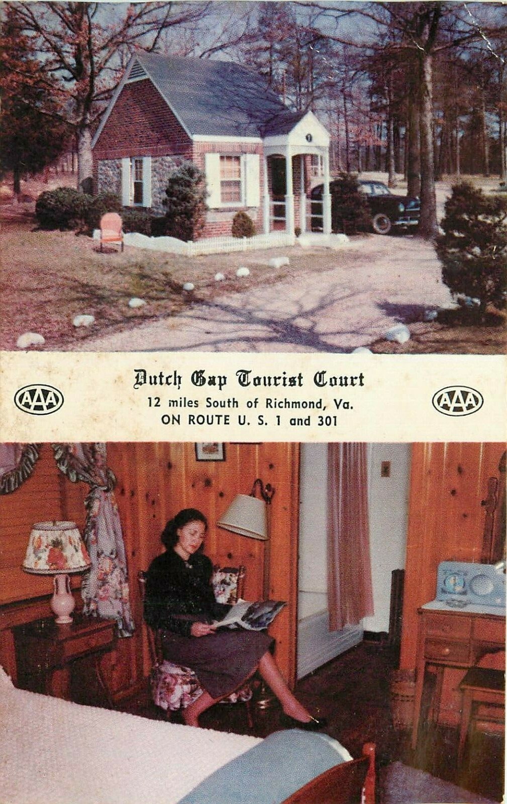 Dutch Gap Tourist Court Richmond Virgina VA Cottages old car Postcard ...