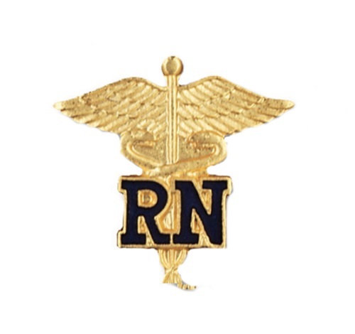 Blue RN Caduceus Lapel Pin Nurse Gold Plated Emblem Safety Catch New ...
