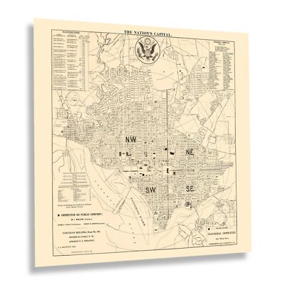 1905 The Nation's Capital Washington DC Map Poster Wall Art Print | eBay