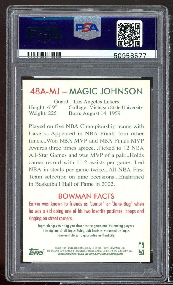Magic Johnson Card 2009-10 Bowman '48 Autograph #48AMJ PSA 10 | eBay