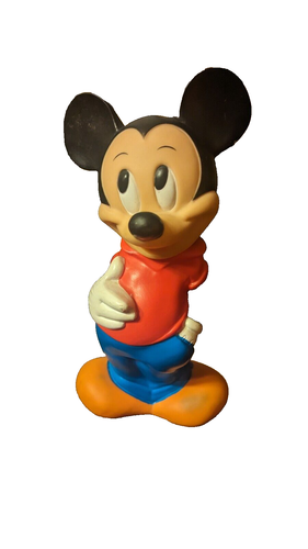 Vintage Disney Mickey Mouse Piggy Bank Plastic Coin Slot w Moveable ...