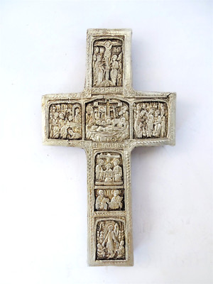 Old orthodox wooden cross with brass oklad and biblical scenes DC1 | eBay