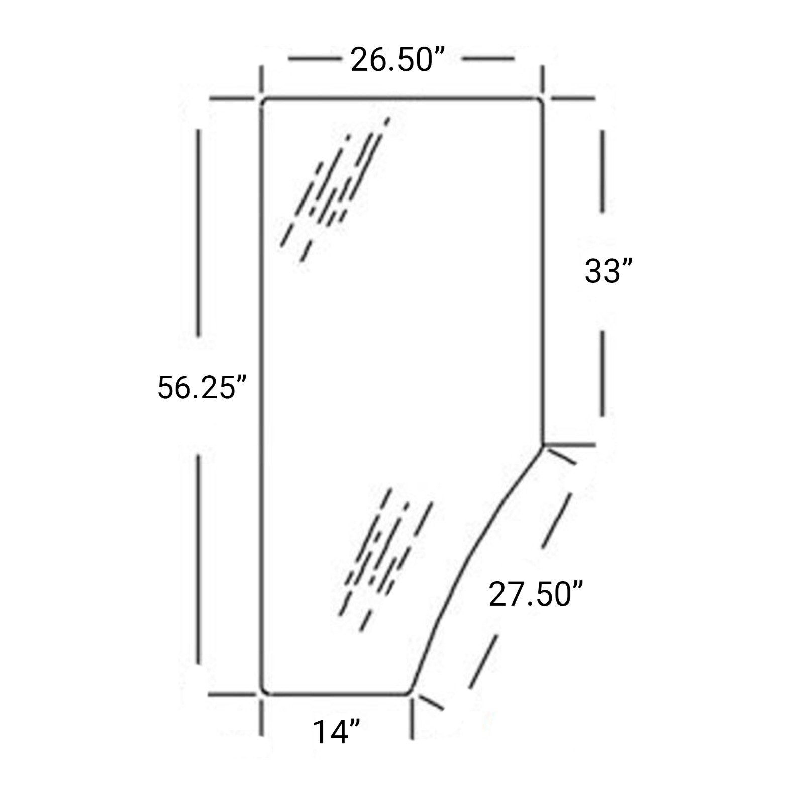 E-R131163 LH Cab Door Glass for John Deere 7210, 7400, 7410, 7510, 7600 ...