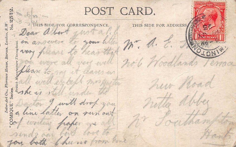 POSTCARD DONALD MCGILL TELEGRAM GENT TERRIBLE NIGHT GAVE BERTH TO LADY ...