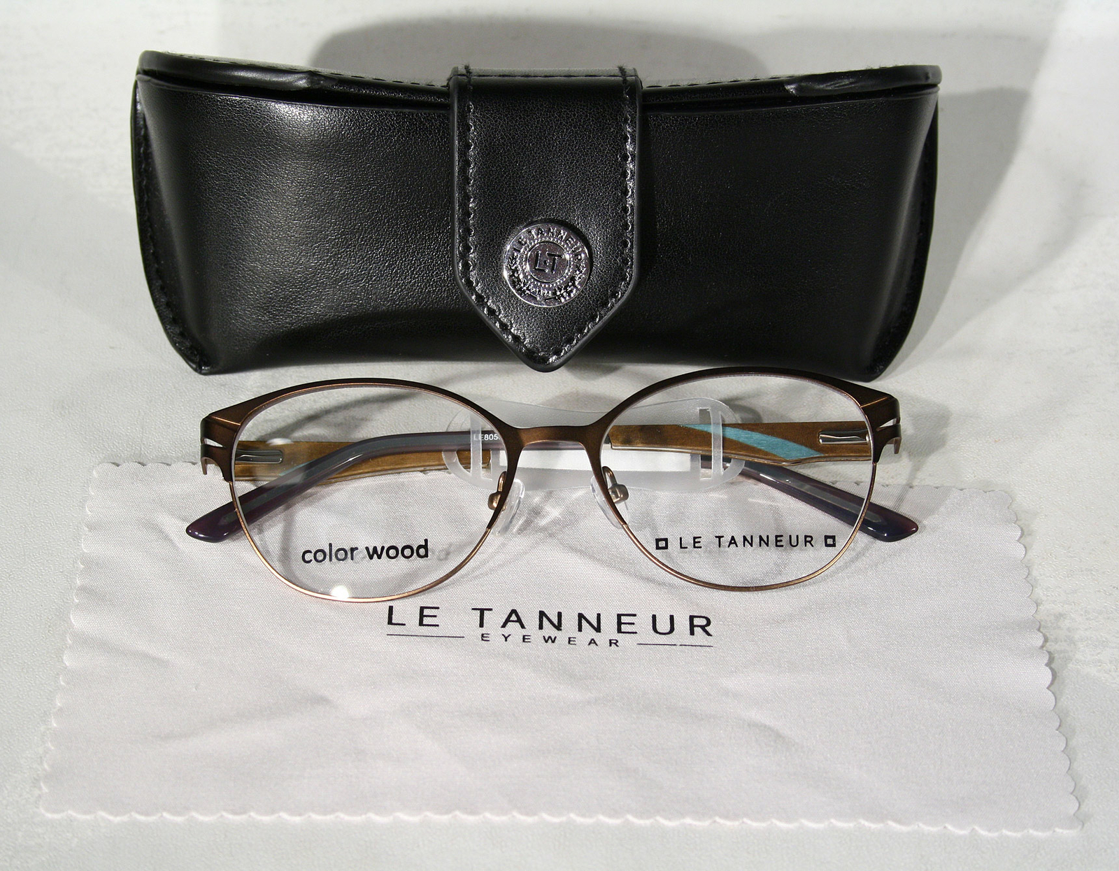 New LE TANNEUR Women's Real Wood Temple Arms & Copper Hue Eyeglass ...