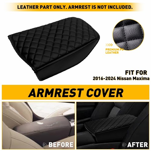 Black For Nissan Maxima 2016-2024 Center Console Lid Armrest Leather ...