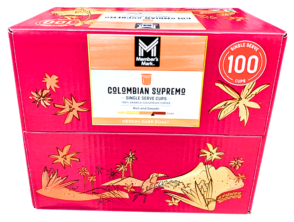 Member's Mark Colombian Supremo Medium-Dark Roast Coffee Pods 100 Ct ...