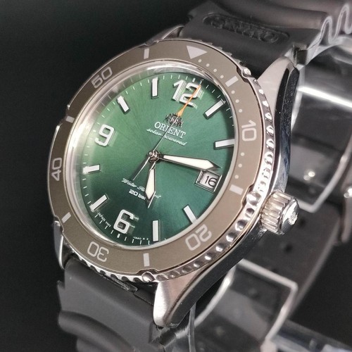 Orient Green Silver Solar Men's Watch Stylish Waterproof Analog ...
