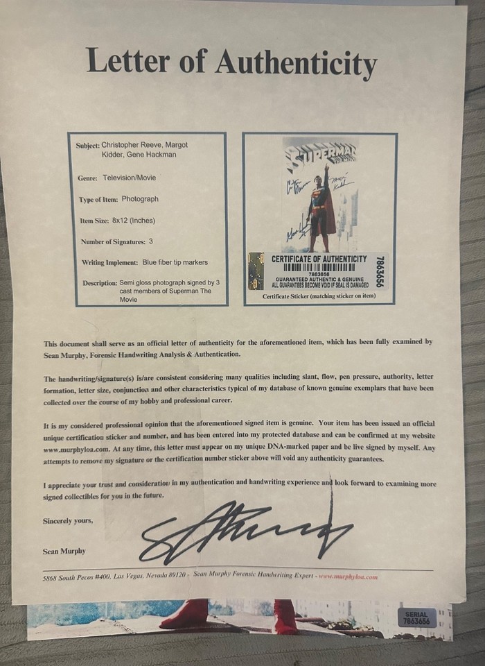 SUPERMAN,CHRISTOPHER REEVE • MARGOT KIDDER • GENE HACKMAN SIGNED 8x12 ...