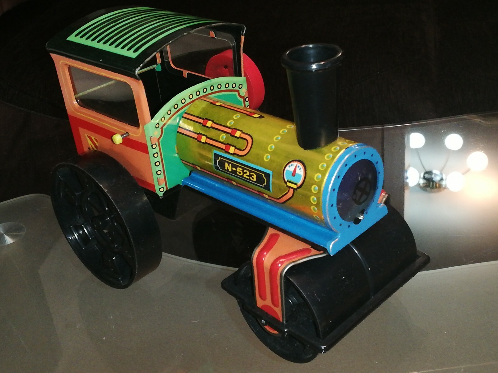 VINTAGE RARE MECHANICAL ROAD ROLLER Clock work WIND-UP TIN TOY.Steam ...