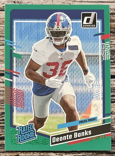 2023 Panini Donruss Deonte Banks Green Press Proof Rated Rookie #376 ...