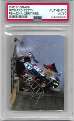 RICHARD PETTY Race Car Crash Photo Silver Ink Photograph Auto PSA/DNA ...