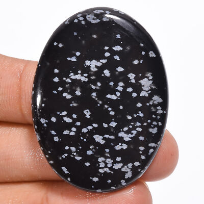 Black Snowflake Obsidian Oval Cabochon Loose Gemstone 67.5 Ct 43X32X6mm ...