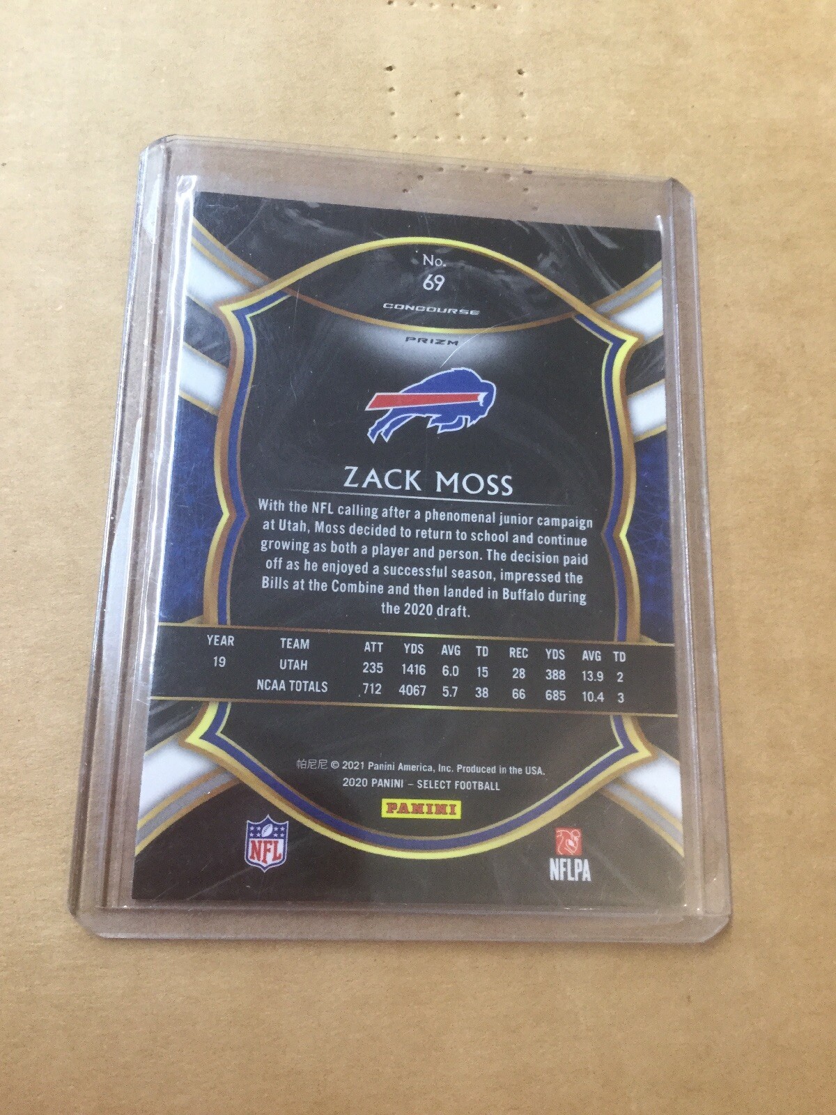 2020 Panini Select - Concourse Silver Prizm #69 Zack Moss (RC) for sale ...