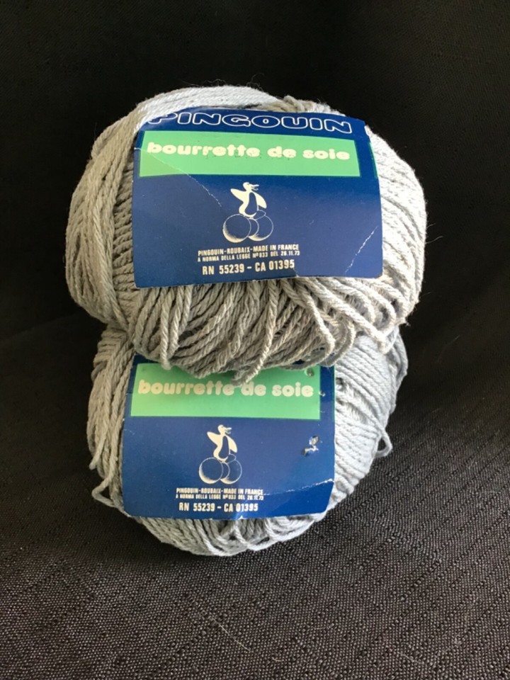 2Balls Pingouin “bourrette de soie” 100%Soie/Silk-blue gray. | eBay