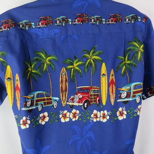Winnie Fashion Hawaiian Shirt Mens L Woodie Surfboard Cotton Made in ...