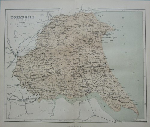 1868 MAP ENGLAND ~ YORKSHIRE EAST RIDING HULL BEVERLEY HORNSEA MARKET ...