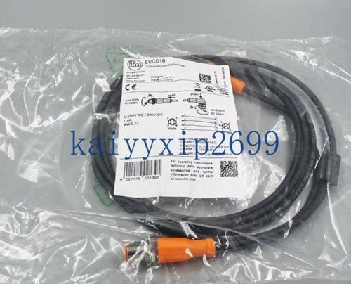 1PCS new IFM M12 male and female connector cable 2M bent plug EVC018 in ...