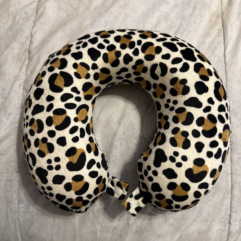 Travel Neck Pillow - Memory Foam - Leopard/Cheetah Print | eBay