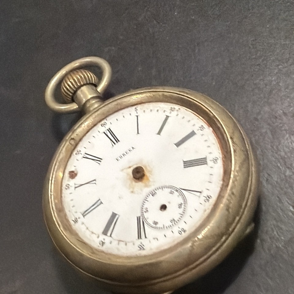 AB53 EUREKA Pocket Watch Porcelain Face 55mm+ Repair/Parts/Restoration ...