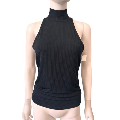 New PAIGE Women's Black Momo Rib Turtleneck Tank Top Size M | eBay