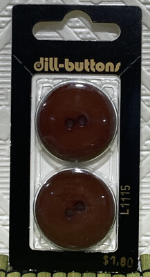 Dill Buttons Extra Large 1-18" 2 Hole Brown Germany #5418 NEW Sealed 2 ...