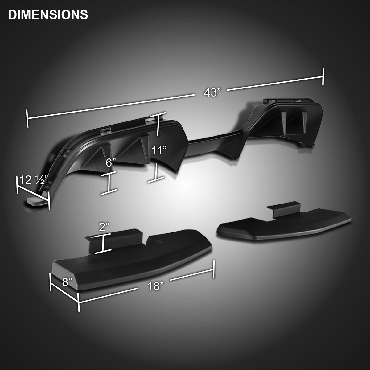 Fits 2015-2017 Ford Mustang R Style Rear Bumper Diffuser w/ Side ...