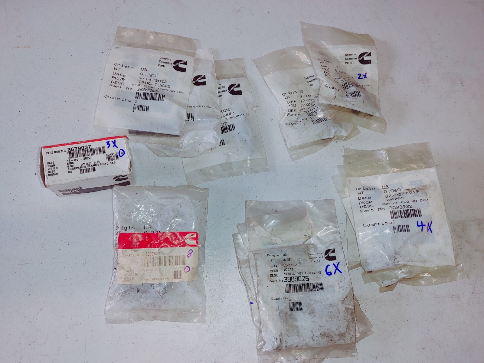 Misc Genuine CUMMINS oem NOS bolts lot 3679037 3900629 3909025 3093932 ...