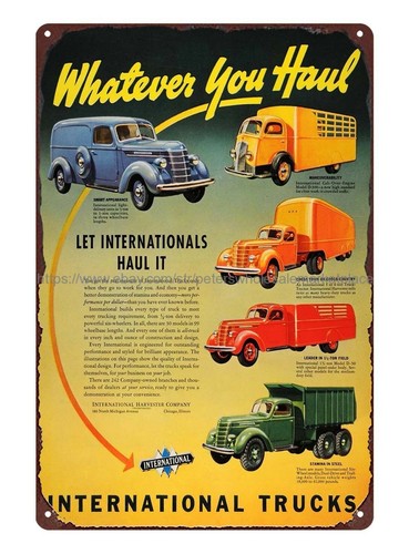 938 Ad International Trucks Tractors Delivery Models metal tin sign art ...