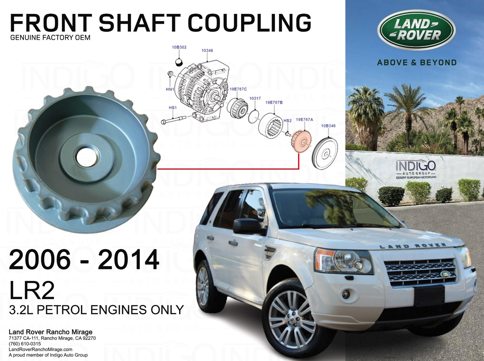 GENUINE LAND ROVER FRONT SHAFT COUPLING LR2 3.2L PETROL OEM NEW ...