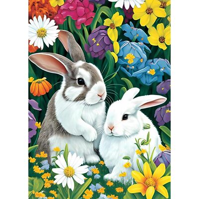 Rabbit Diamond Painting Kits, 5D DIY Flowers Diamond Painting Kit Full ...