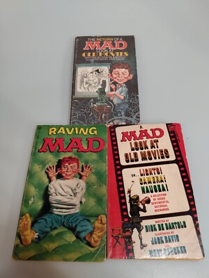 MAD Magazine Paperback Lot Raving Mad, A MAD Look at Old Movies, Return ...