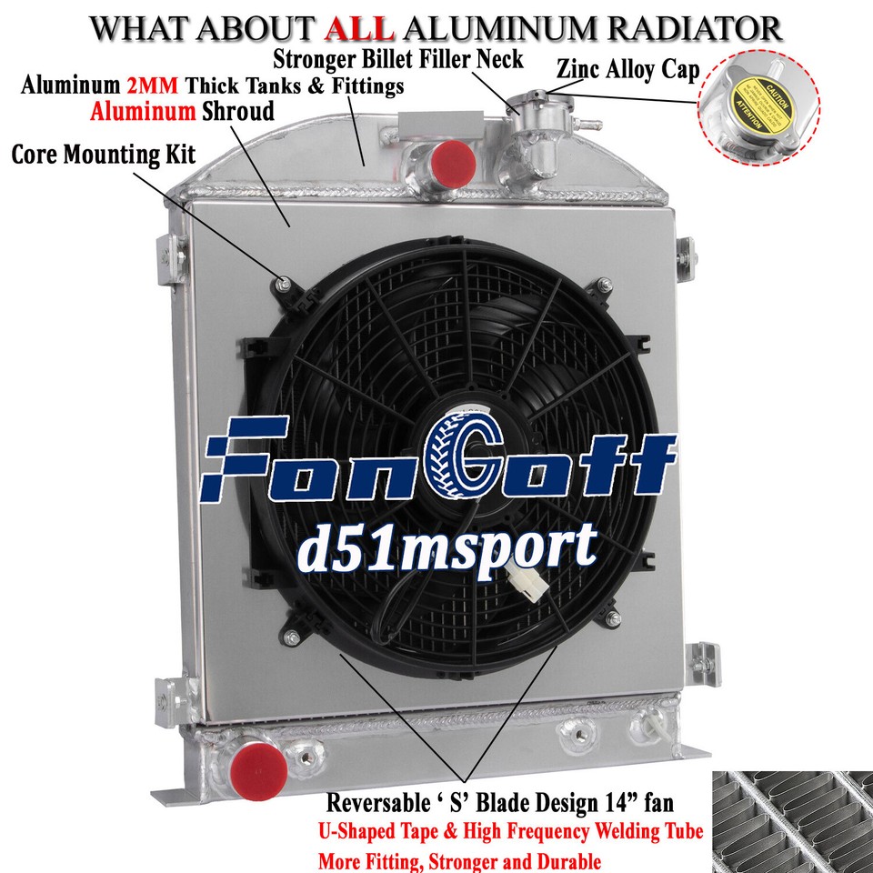 3 Row Radiator Shroud Fan For 1930-1932 31 Ford Hi-Boy Hot Rod Ford V8 ...