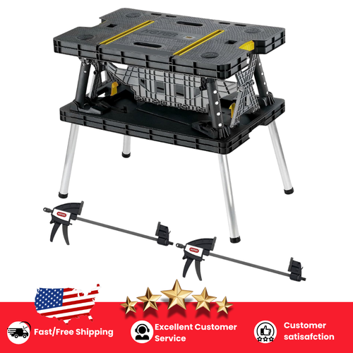 Keter Folding Work Table w/Two Adjustable Clamps 1000Lb Birthday Gift ...