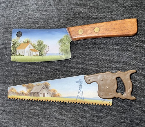 2 Miniature Hand Painted Fridge Magnets 1 Clever 1 Hand Saw ARTIST ...