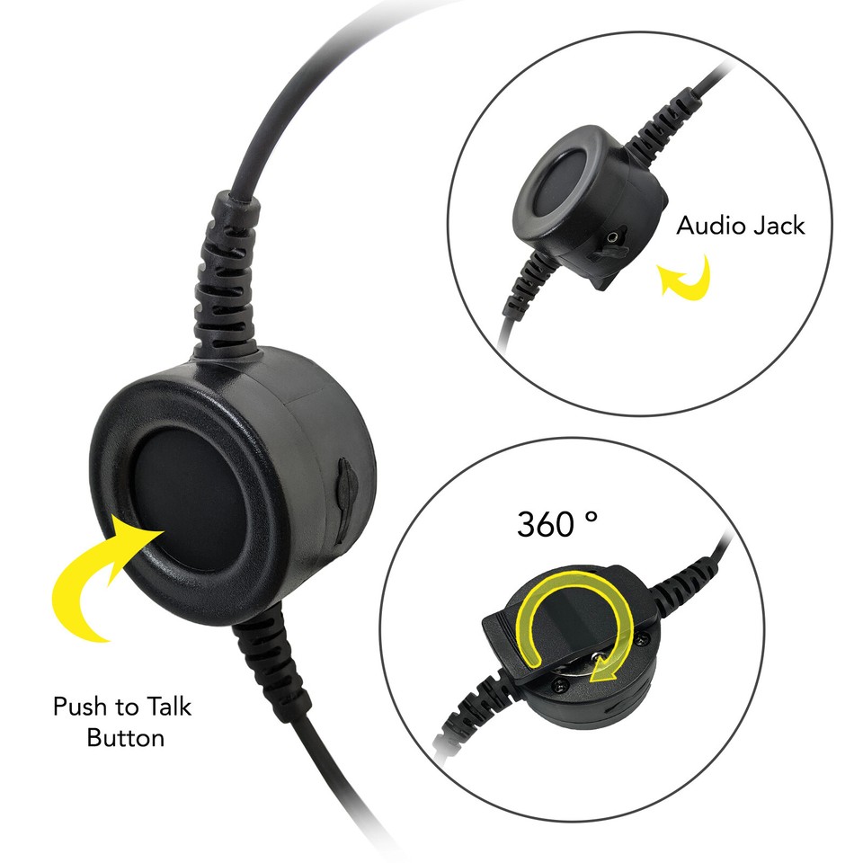 Noise Canceling Headset w/ PTT Mic for Kenwood, Baofeng, Retevis Two ...