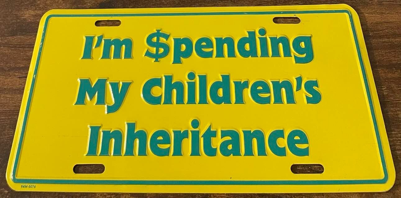 I'm Spending My Children's Inheritance Booster License Plate | eBay
