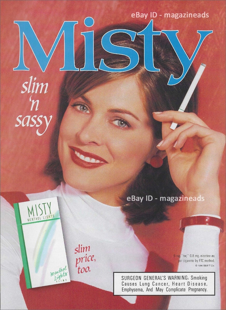 MISTY Cigarettes 1-Page PRINT AD 1996 SLIM 'N SASSY beautiful brunette ...