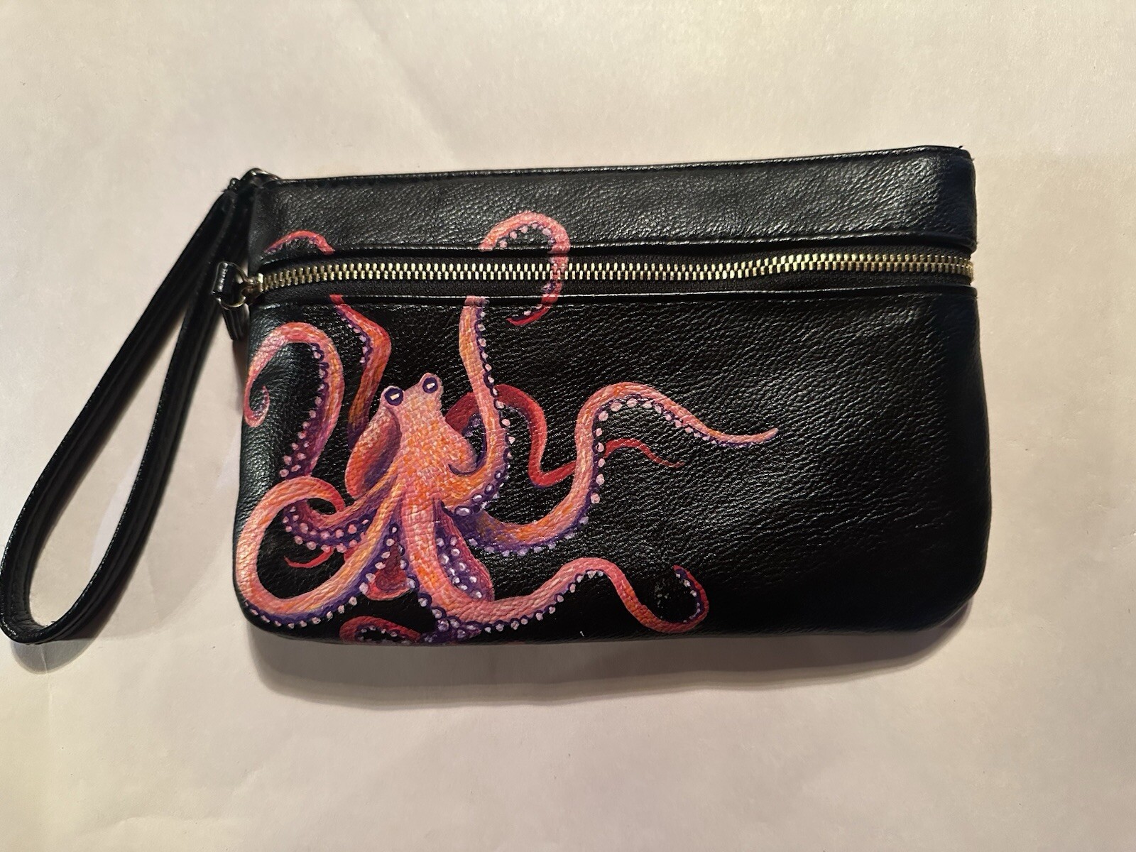 Hand Painted Sea Monster Safe Keeper Wristlet - Gem