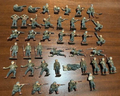 VTG (EARLY 50’S) TIMPO (ENGLAND) METAL WWII GI’S - 42 FIGURES’ LOT ...
